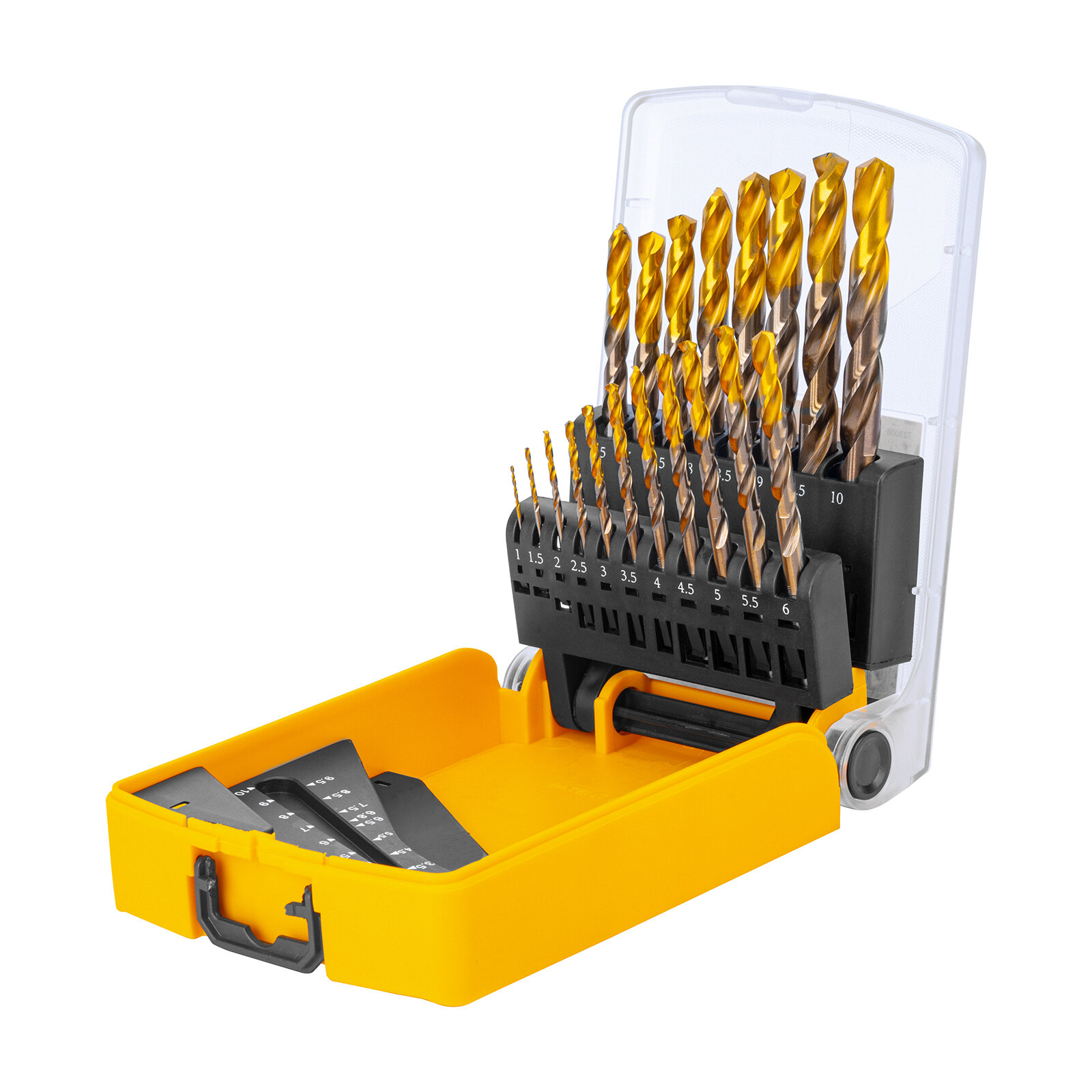 Набор сверл по металлу, 1-10 мм, Р6М5К8-TiN, Golden Tip, 19 шт Denzel 723008