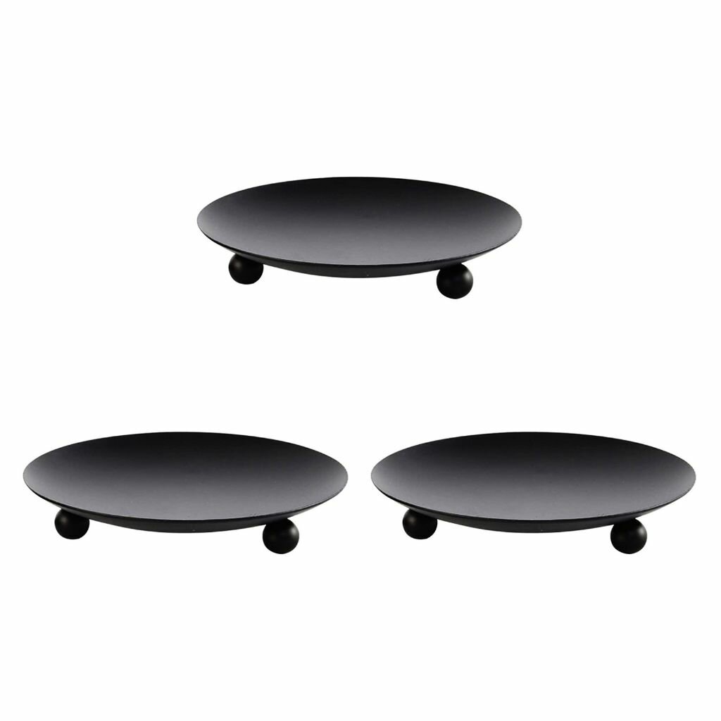 3 предмета металлического подсвечника из кованого железа в стиле ретро-черный