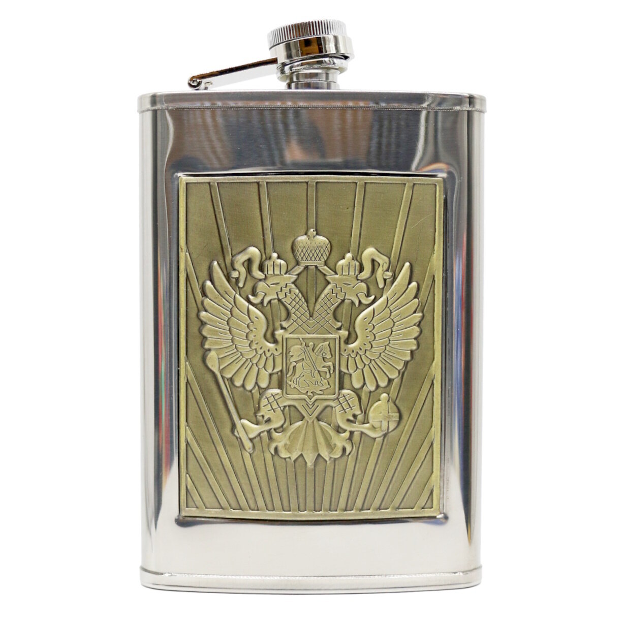 Фляжка стальная Герб России, 266 мл. (28365)