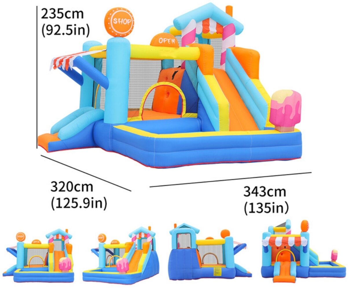 Детский надувной замок с горкой и батутом, Надувная складная игровая площадка