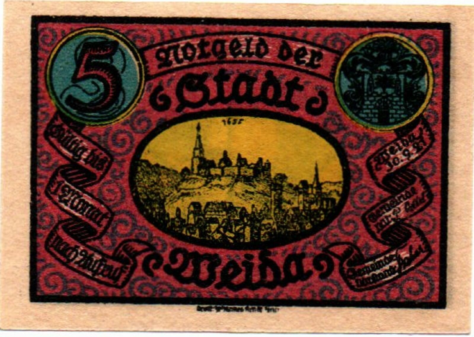 Нотгельд 5 пфеннигов 1920 год 50 * 35