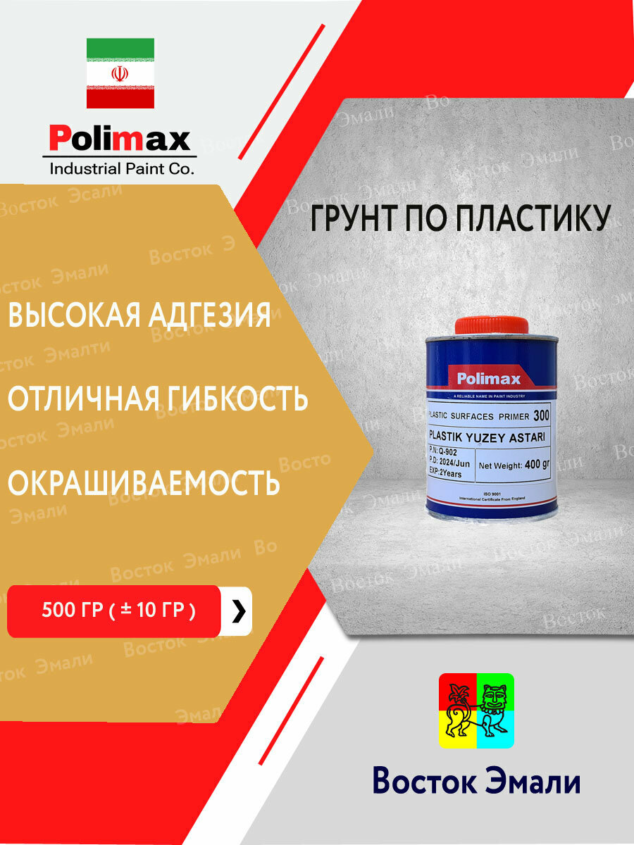 Грунт Polimax "Plastic Primer 300", для пластика, прозрачный, 250мл