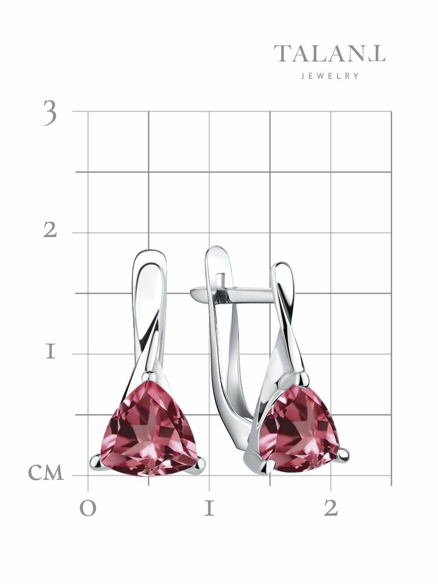 Серьги TALANT, серебро, 925 проба, родолит синтетический, длина 1.7 см, , серебристый — фото 1