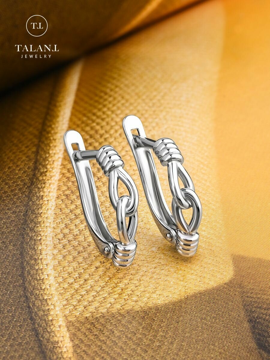 Серьги TALANT, серебро, 925 проба, длина 1.7 см, , серебристый — фото 1