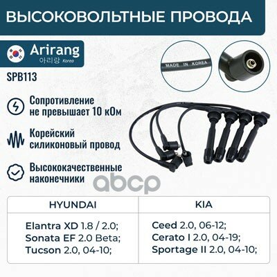 Провода высоковольтные 2750123A00 Hyundai (EF Sonata (02-) 2,0 Elantra 2,0 Tucson, M, Matrix), Kia (Cerato 03-09/Ceed 1.8) Ar.