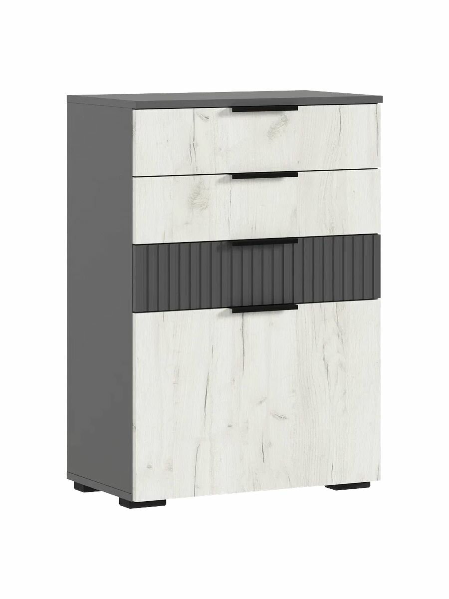 Комод Роджина 602х866х350, Графит/Дуб крафт Белый/Графит Софт, МИФ