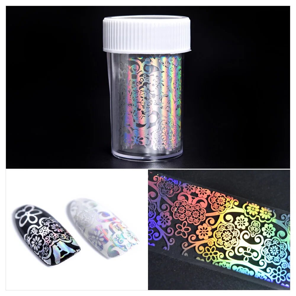 25 видов конструкций, набор фольги для переноса ногтей, бумажные наклейки, голографические цветы, тропические звездные клейкие наклейки, маникюр, аксессуары для декора ногтей