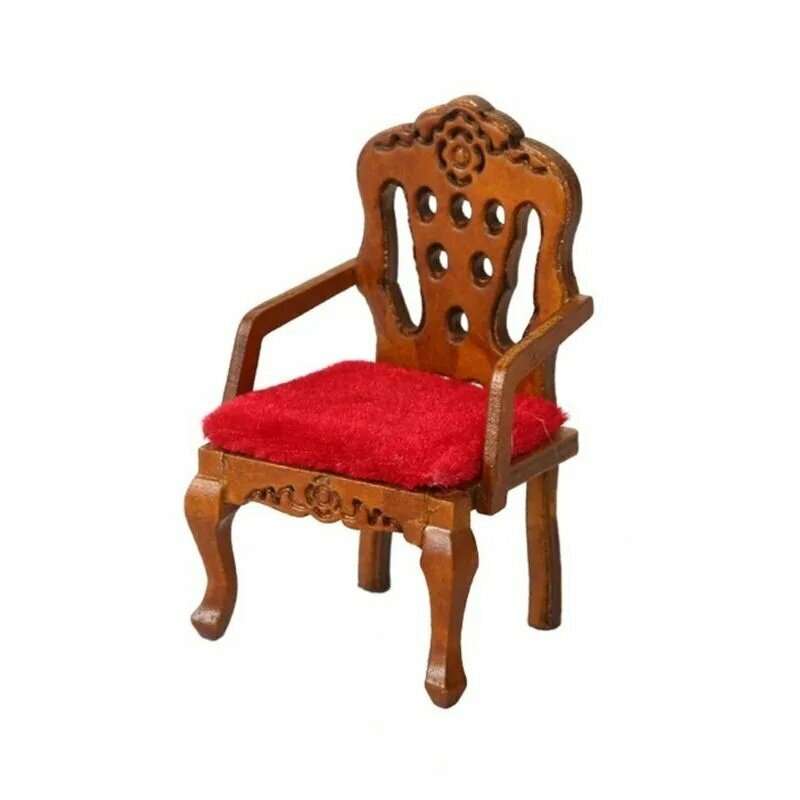 Милый винтажный стул в ретро стиле, кресло для кукольного домика в масштабе 1:12, цвет грецкого ореха