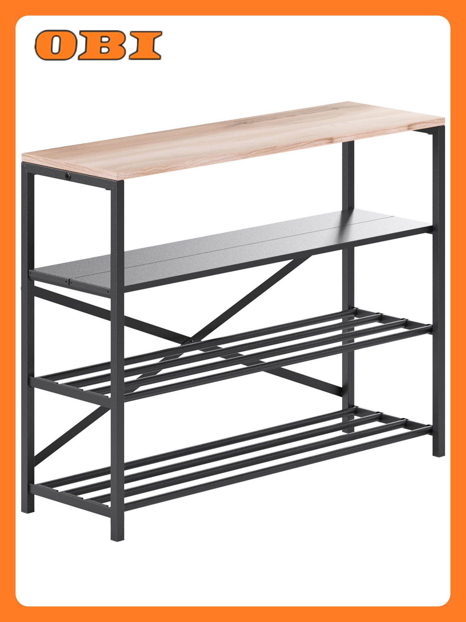 Обувница напольная GUTTA Эвок, ЛДСП, с сиденьем, 71х92х29 см, черная