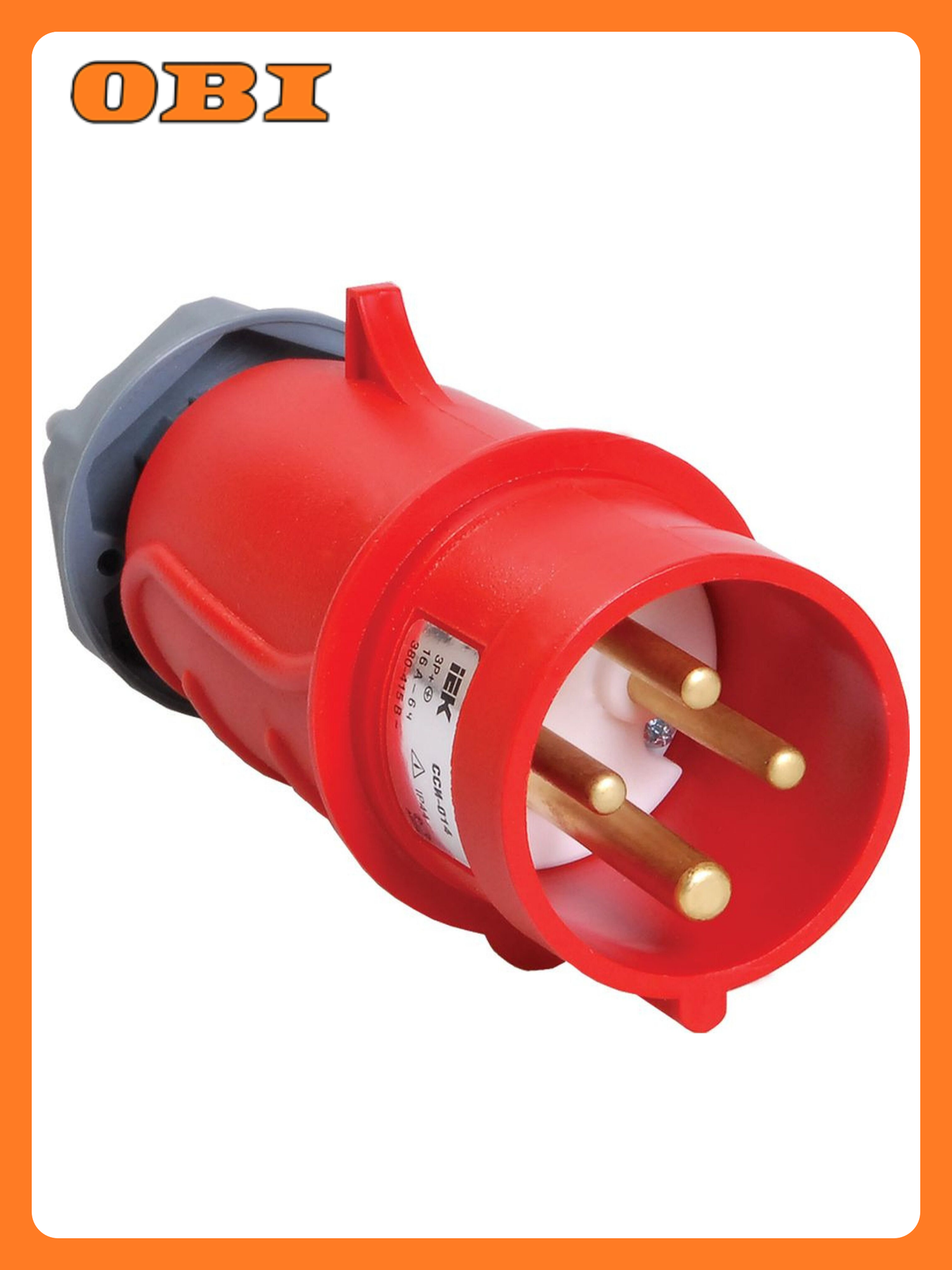 Вилка силовая IEK MAGNUM ССИ-014, 3 полюса, 16А, IP44, красная