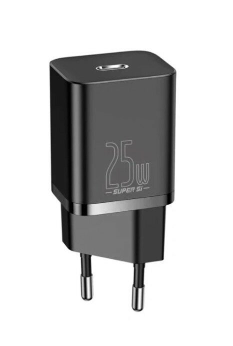 Адаптер питания сетевой Baseus Super Si CCSP020101 25W, 3.0А, 1 Type-C, 9V, пластик, черный, фирменная упаковка
