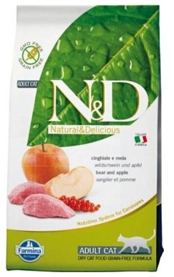 Корм сухой Farmina N&D Cat Prime дикий кабан с яблоком для взрослых кошек 1.5 кг