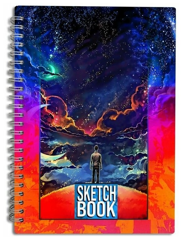 Скетчбук A5 50 листов с деревянной обложкой космос бесконечная вселенная - 450