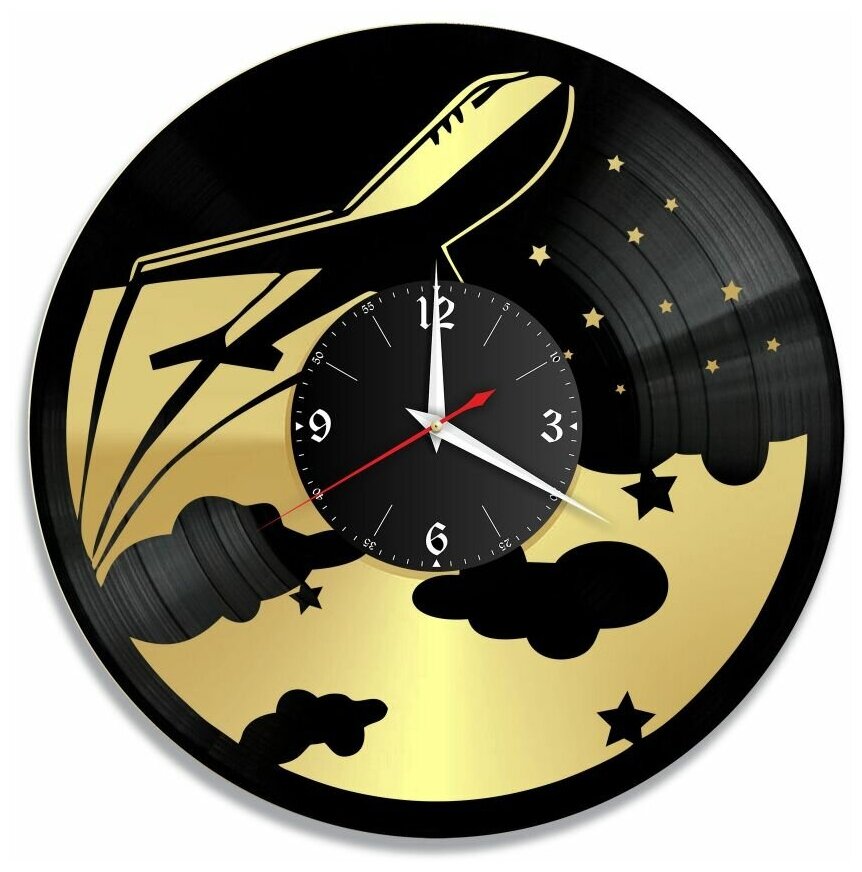 Часы из винила Redlaser "Самолет, летит самолет, самолет в небе" VW-10509-1