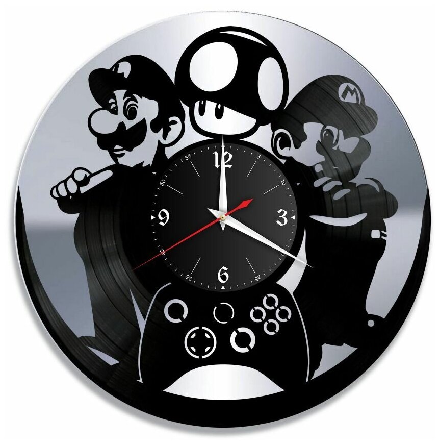 Часы из винила Redlaser "Супер Марио, Super Mario Bros, Марио" VW-10572-2