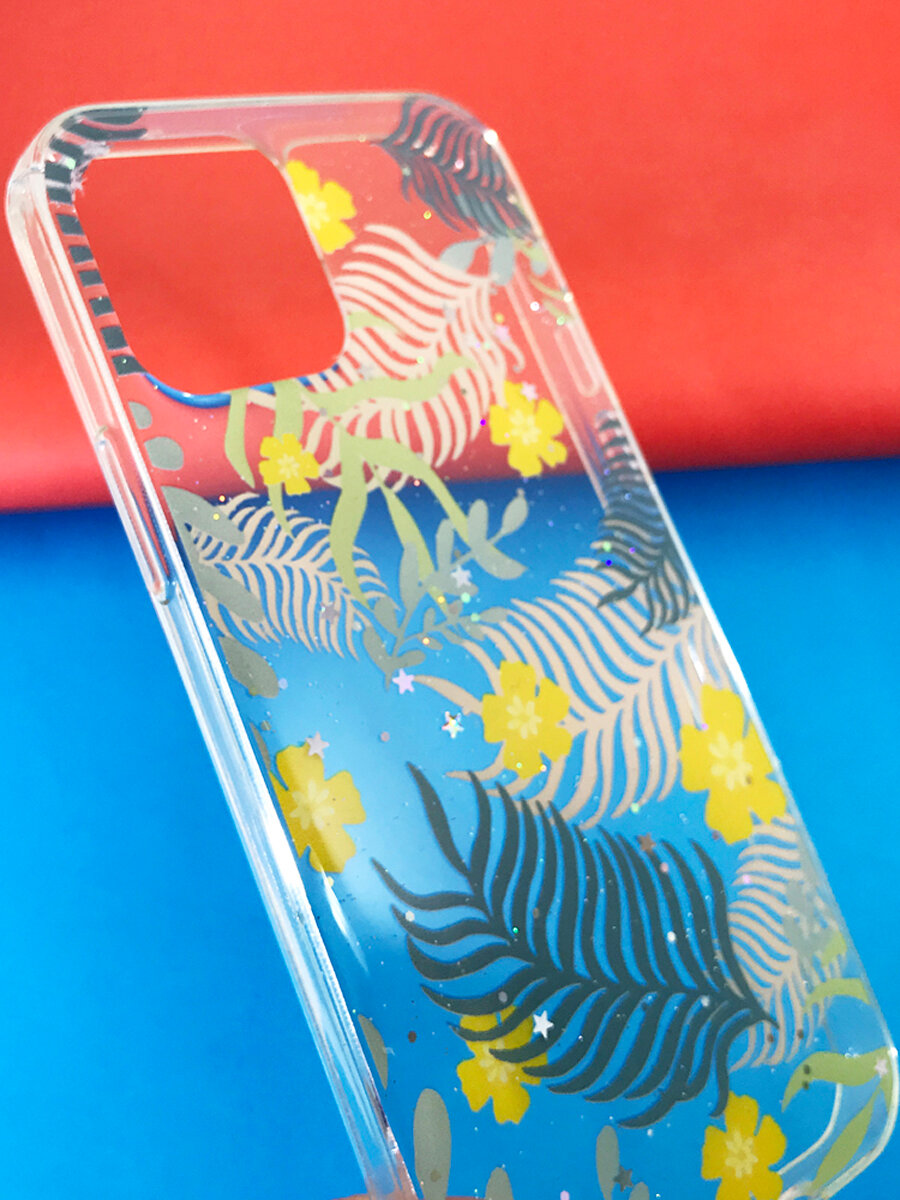 Чехол Мобильная Мода для iPhone 12 Накладка силиконовая с эпоксидной смолой и рисунком Цветочков