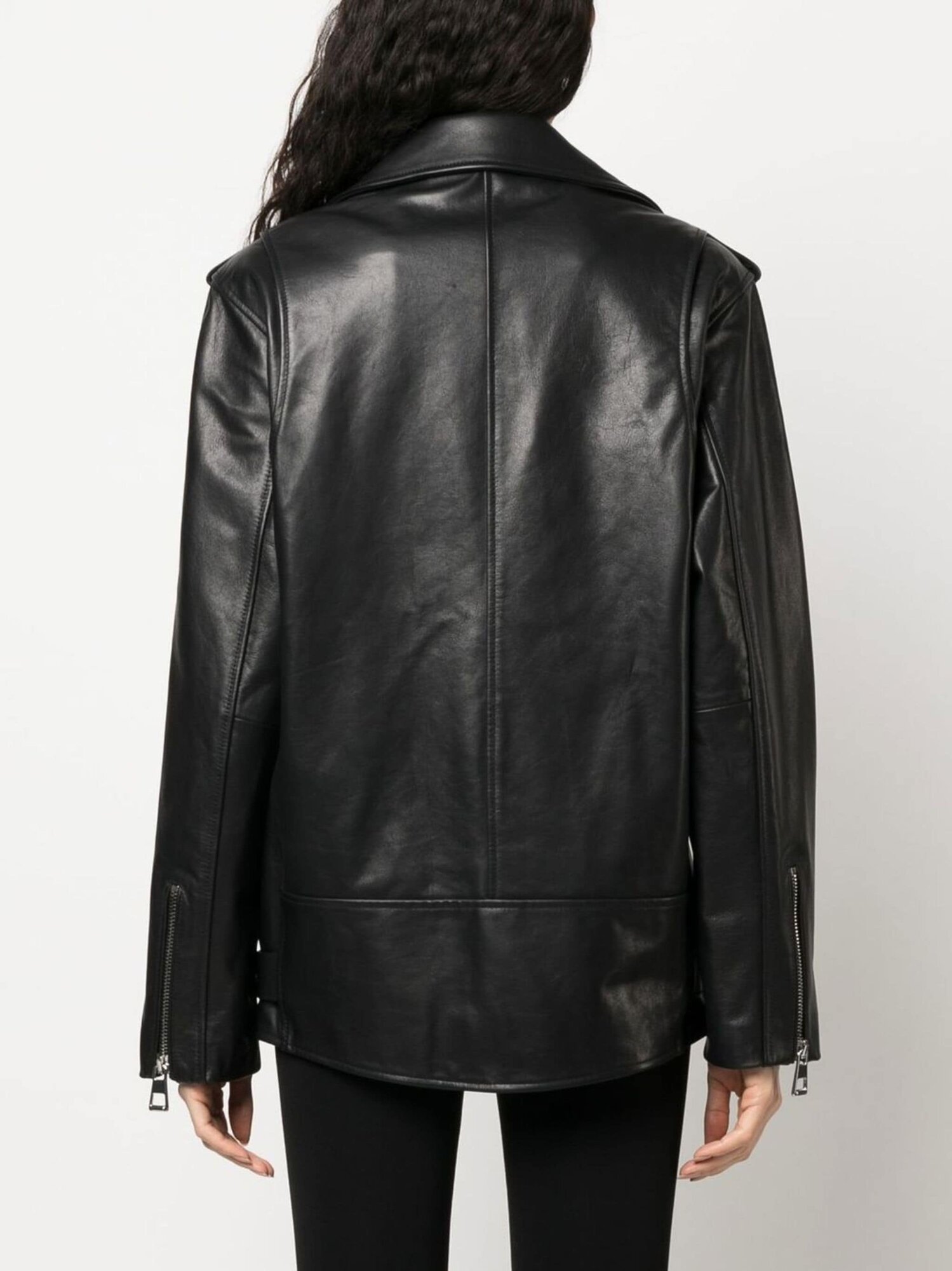 Куртка Manokhi Leather biker jacket, размер 38, black/black — фото 1