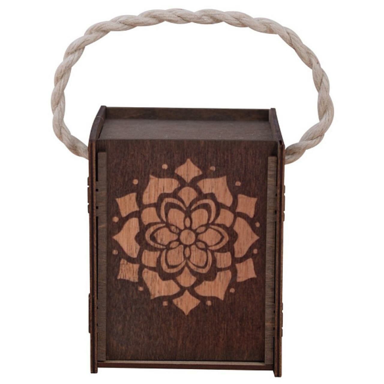 Подарочная коробка Мультидом "Цветок", береза, джут, 10.3x11x13 см