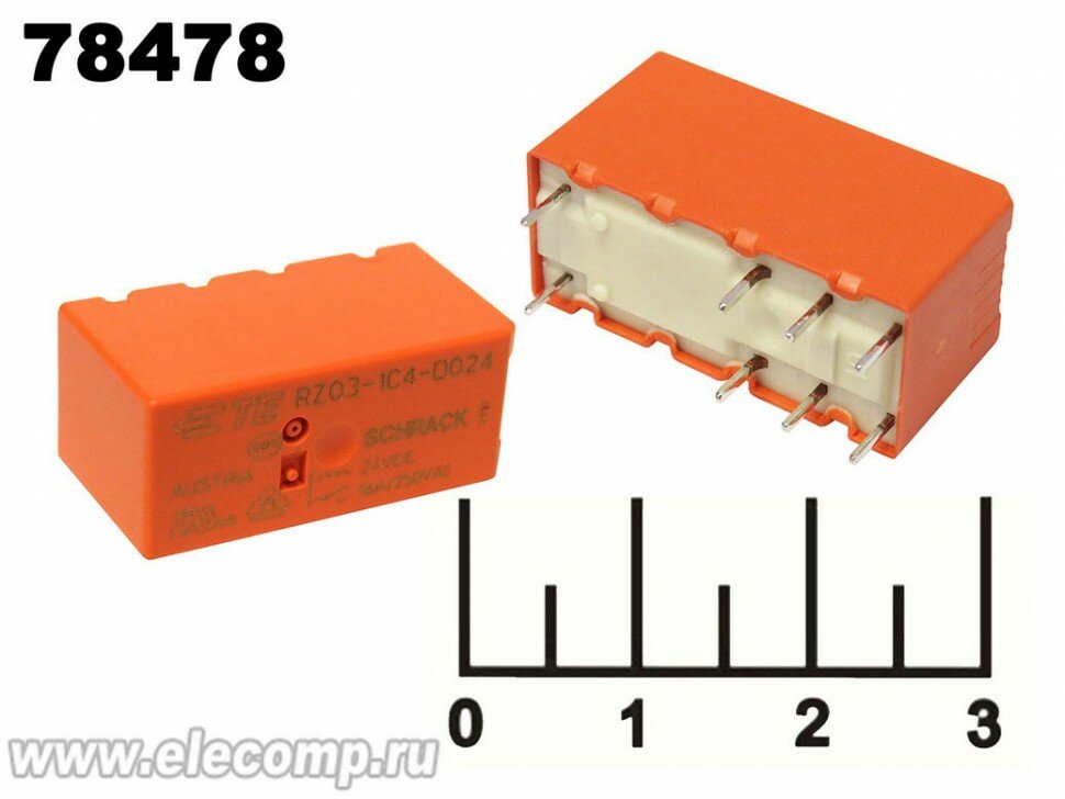 Реле =24V 16A/250V 2-1415899-3 (RZ03-1C4-D024)