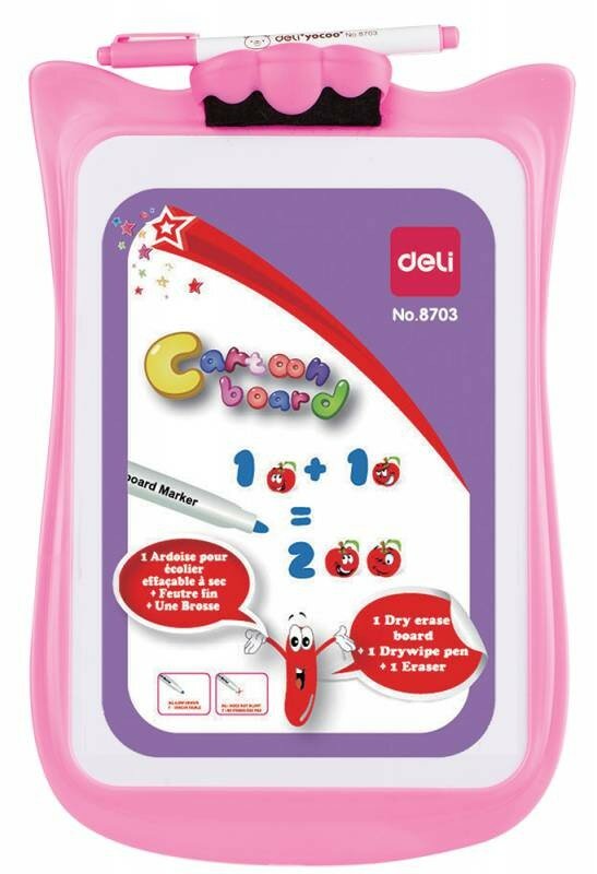 Доска маркерная Deli E8703 лак белый 20.6x30.3см пластик рама двухсторонняя маркер/стиратель