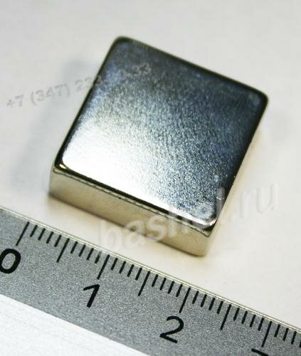 Магнит прямоугольный -095- 20x20x8mm N38 (9,4кг.), неодимовый