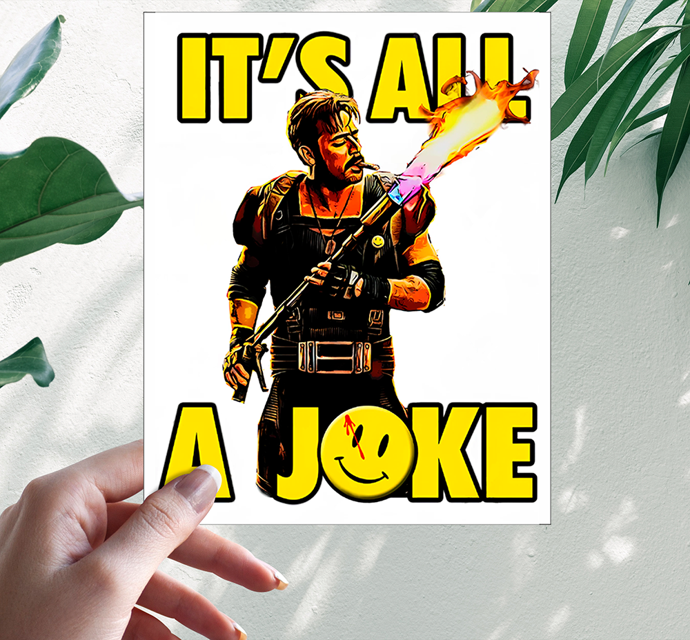 Наклейка it's all a joke. Watchmen, The Comedian, Комедиант, Хранители 20см