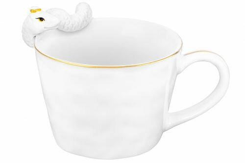 Кружка Elan Gallery Еlan Gallery "Змея" 300 мл, белая с золотом, фарфор