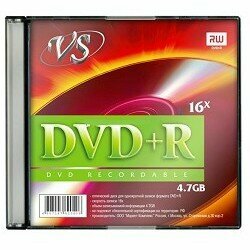 Vs Диски DVD+R 4.7Gb, 16x, Slim Case 5шт. 620519