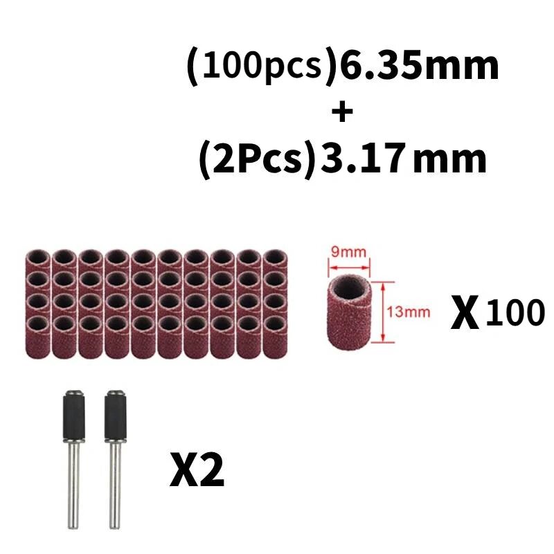 Шлифовальные барабаны 102 шт. 6.35mm/3.17mm, 320Grit