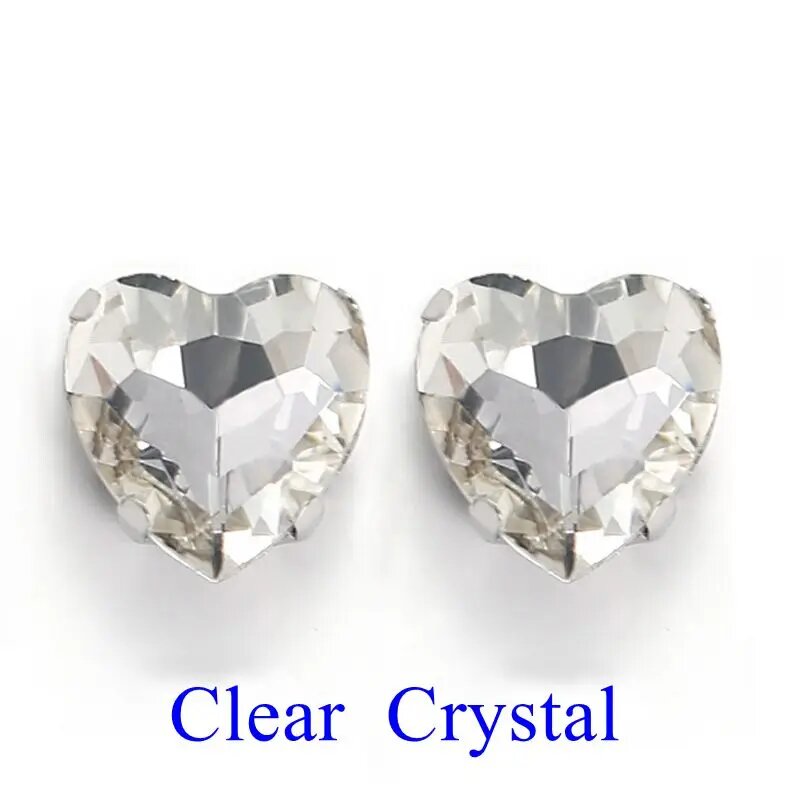 Стразы сердце стеклянные 20 шт Ivyglitter Clear Crystal
