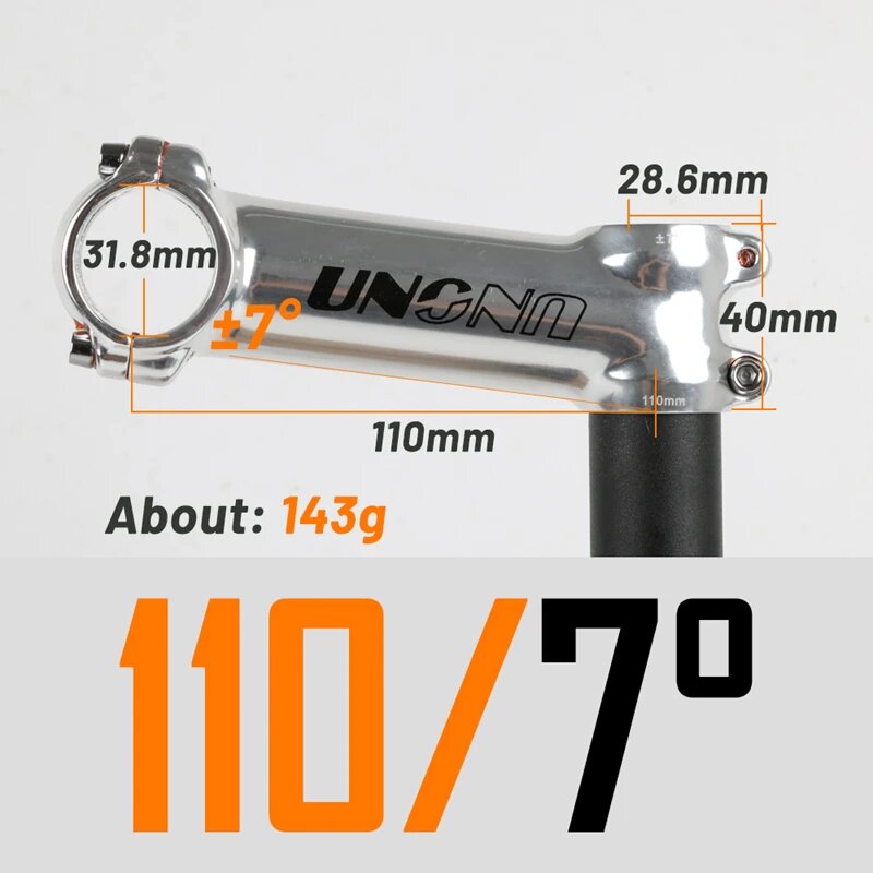 UNO Полированный серебристый велосипедный вынос руля 35 градусов Оранжевый, 7 degree 110mm