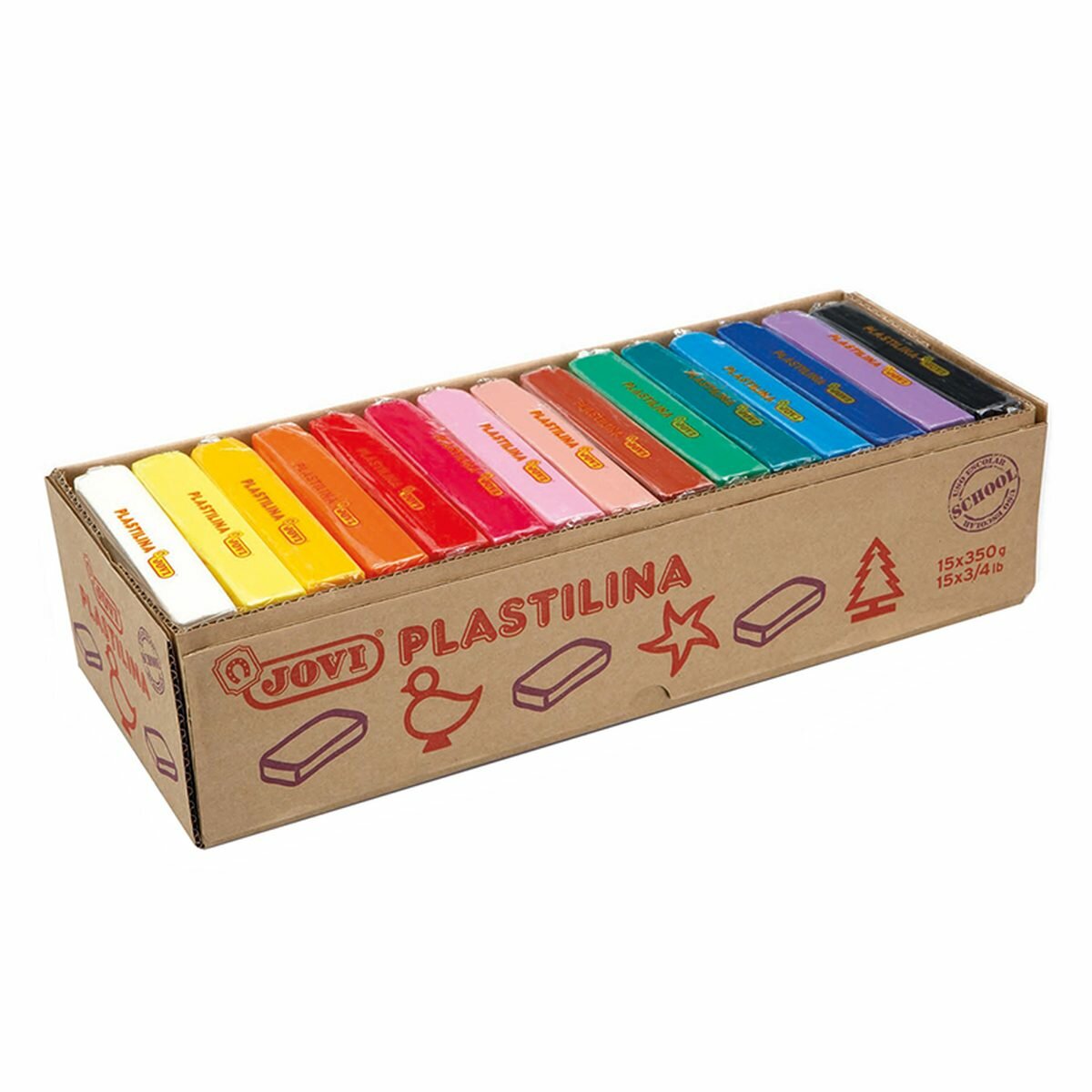 Пластилин на растительной основе Jovi, набор, 350г, дисплей 15шт. (72S)