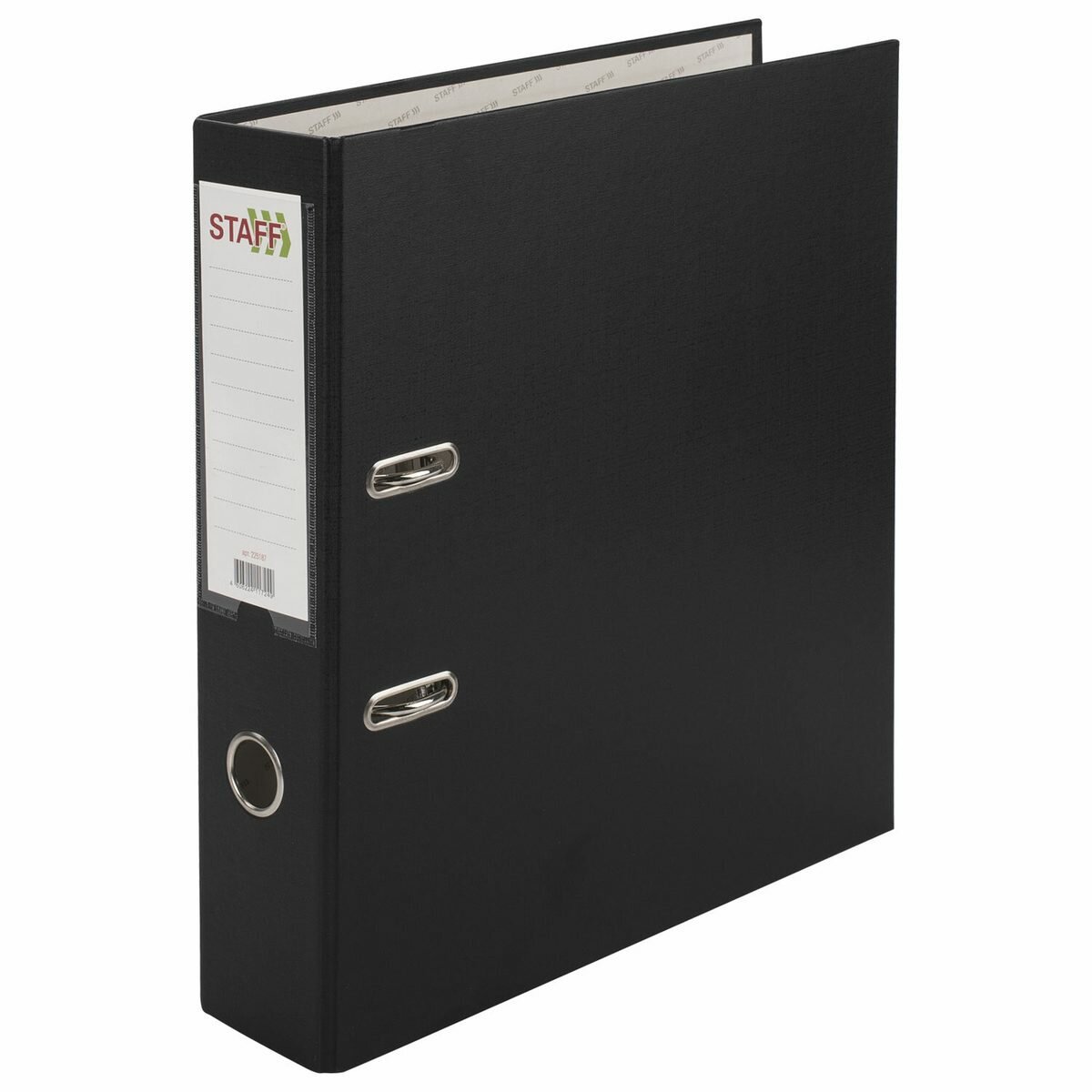 Папка-регистратор Staff (70мм, А4, картон/пвх) без уголка) черная (225187), 24шт.