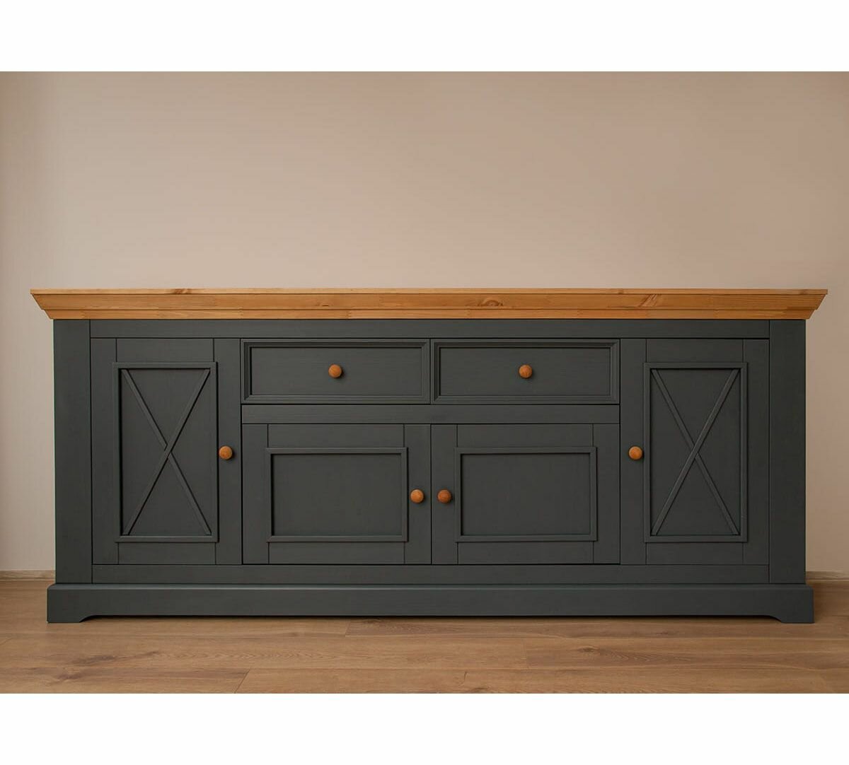 Комод деревянный Форест 4 двери 2 ящика Графит 209х42х88 см