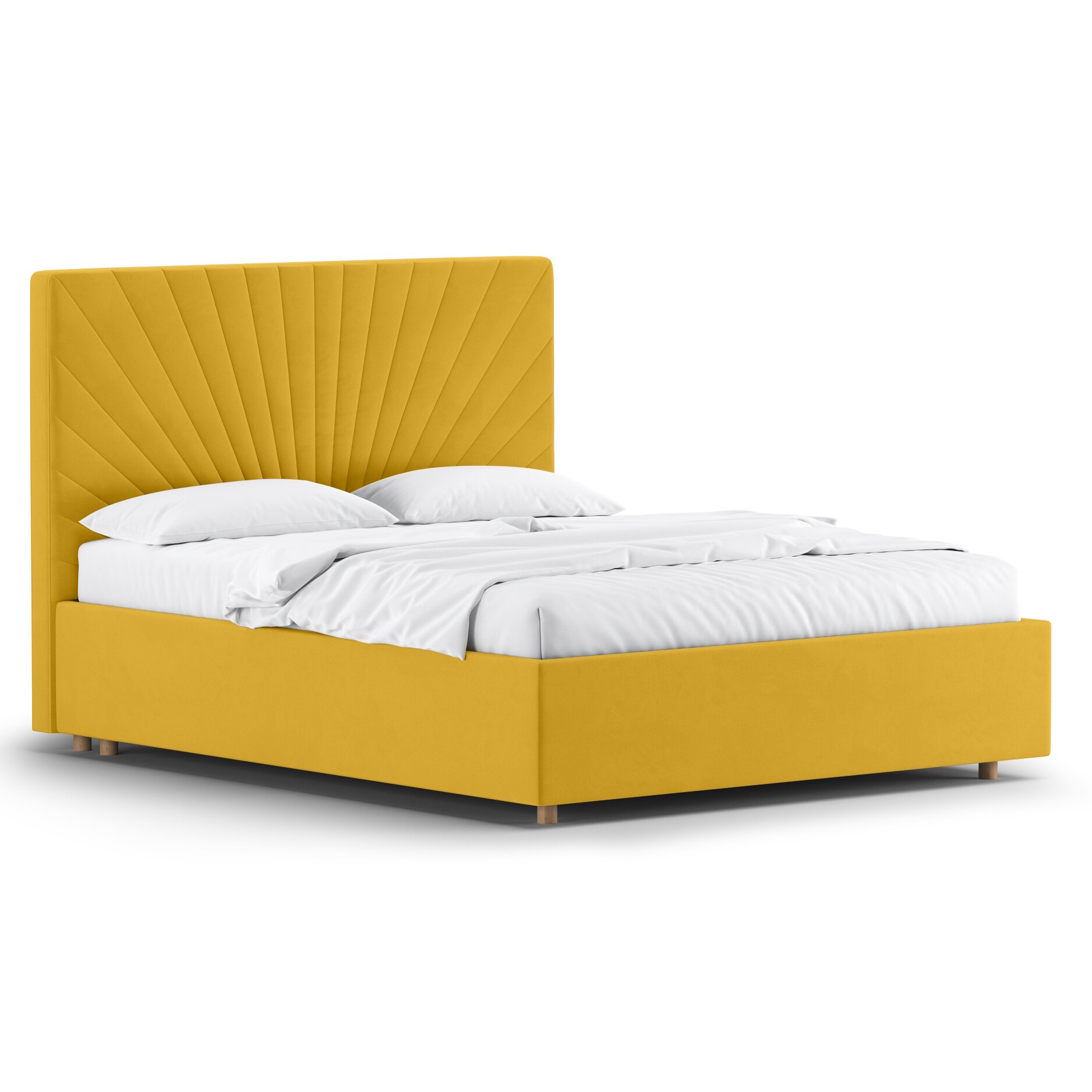Кровать двуспальная с подъемным механизмом WESTENY "ART 609" H6, 151х217х130, 140х200, желтый велюр