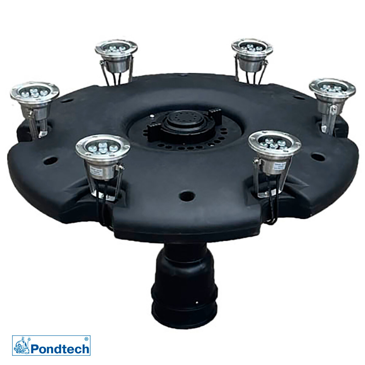 Фонтан для пруда, плавающий фонтан, Pondtech FJ 700, с белой led подсветкой, высота 4 м, 3 насадки