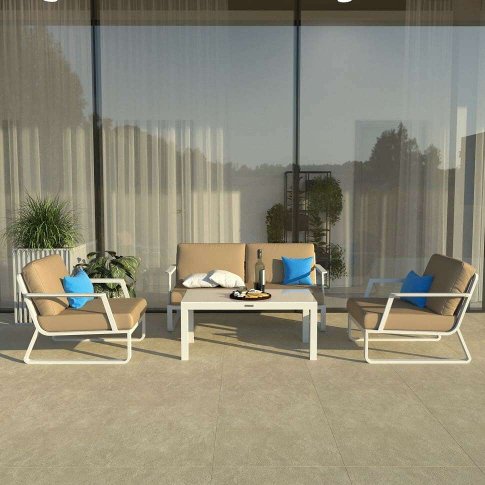 Лаунж-зона IDEAL PATIO ESTIVO, для 4 человек, устойчив к влаге, бежевая