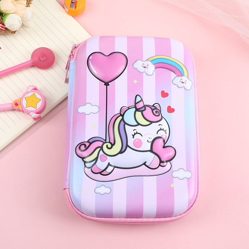 Пенал "3D EVA", розовый, с принтом единорога