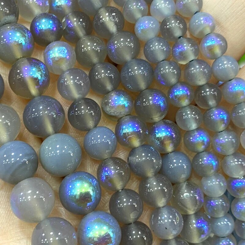 6 8 10 мм круглые бусины из натурального агата, имитация серого лунного камня, незакрепленные бусины-разделители, подвески для браслетов, аксессуары 15 дюймов