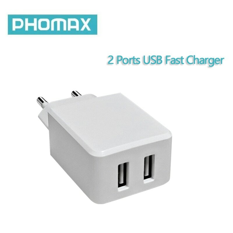 Зарядное устройство PHOMAX Dual USB EU Plug 5V2.1A настенное зарядное устройство для мобильного телефона зарядка мини-адаптер для путешествий для iPhone Samsung Xiaomi Redmi