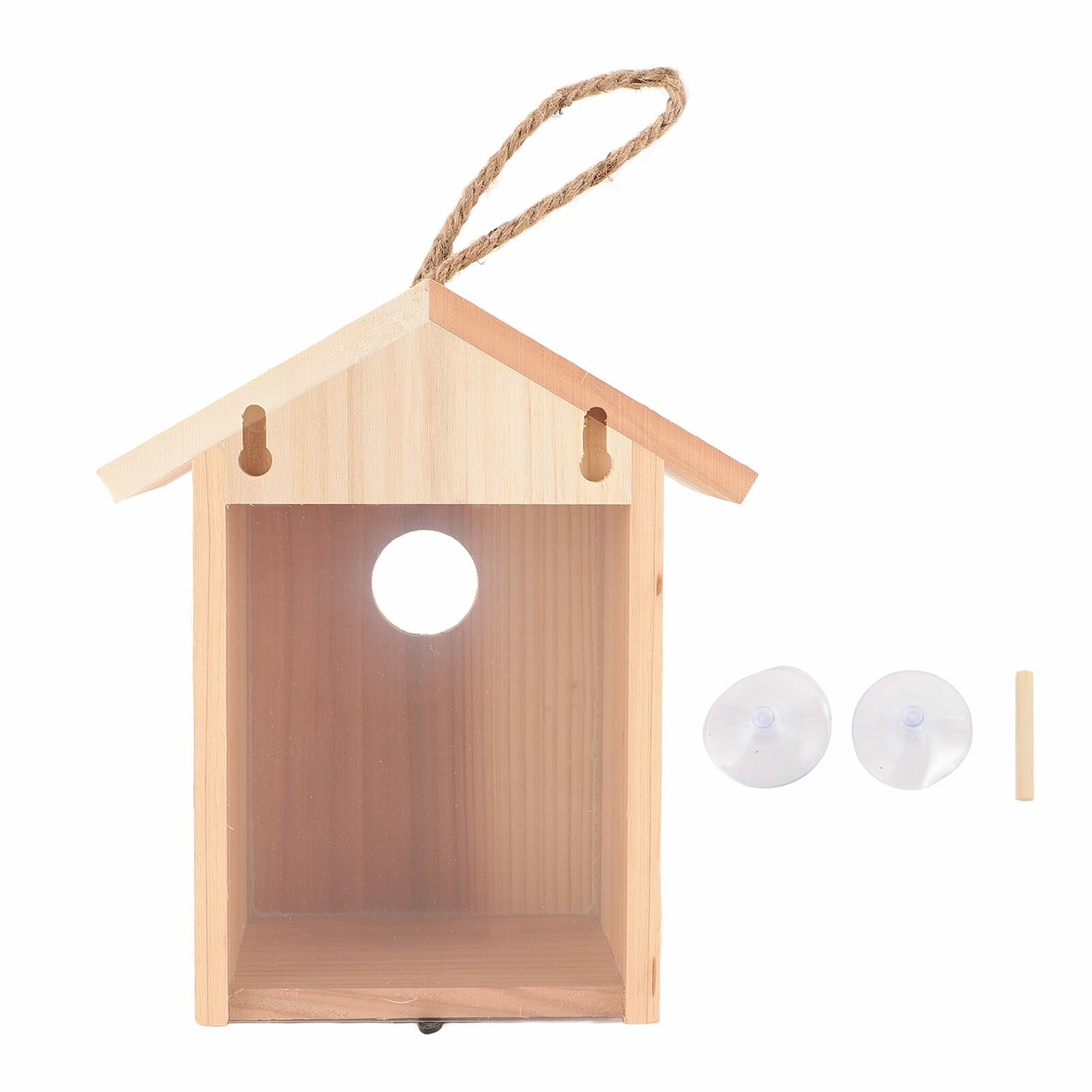 Домик для птиц из кедра, Прозрачный дизайн, Уличная деревянная кормушка для птиц, Простая установка, Прочная конструкция, Привлекательное украшение для сада