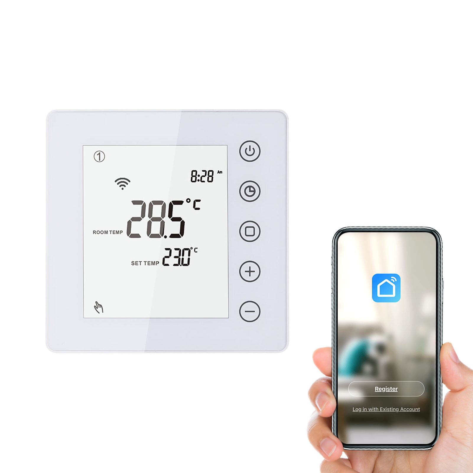 16A Electric Heating Thermostat SmartLife APP Control WiFi Room LCD Touchscreen Digital Smart Temperature Controller Week Programmable Anti-freeze Energy Saving with External Sensor for Home School Office Hotel