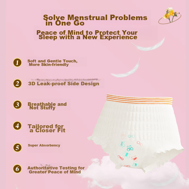 Encore new cloud feeling liquid cotton safe pants menstrual night use medical grade light pants type sanitary napkins aunt towel XL size 18 pieces
