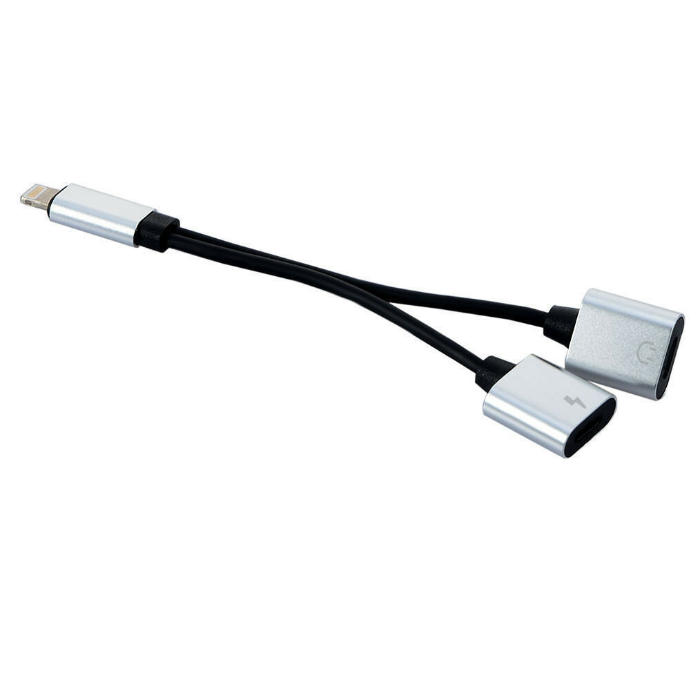 Разветвитель аудио с двумя разъемами lightning бренд xs серия dual корпус серебро улучшенное качество звука черный серебро