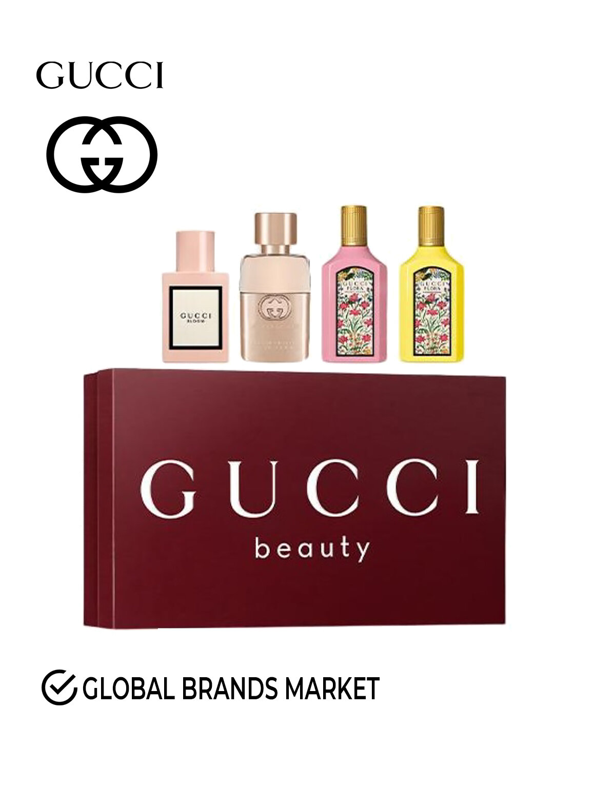 Набор ароматов Gucci: Gucci Bloom 5мл, Gucci Guilty 5мл, Flora Gorgeous Gardenia Gucсі 5мл, Flora Gorgeous Orchid 5мл