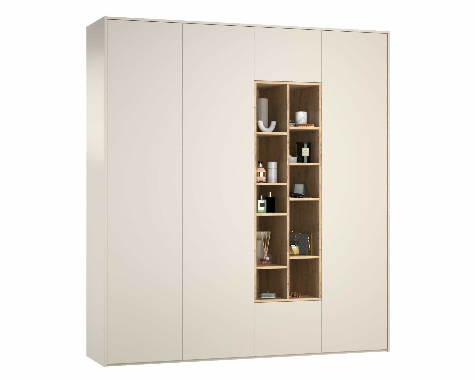 Шкаф распашной для одежды "Рокки 11" 200х220х55 Сатин / Дуб Крафт золотой