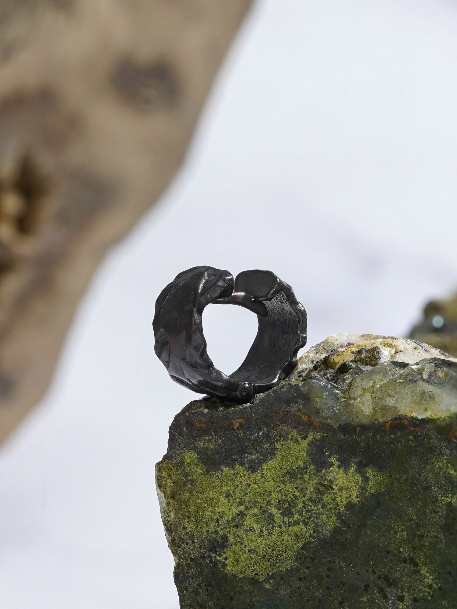 Моносерьга, серебро, 925 проба, оксидирование