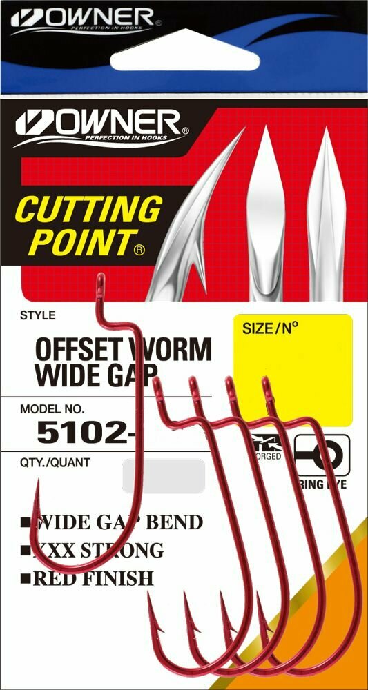 OWNER Крючок Offset Shank Wide Gap red №1/0 6шт