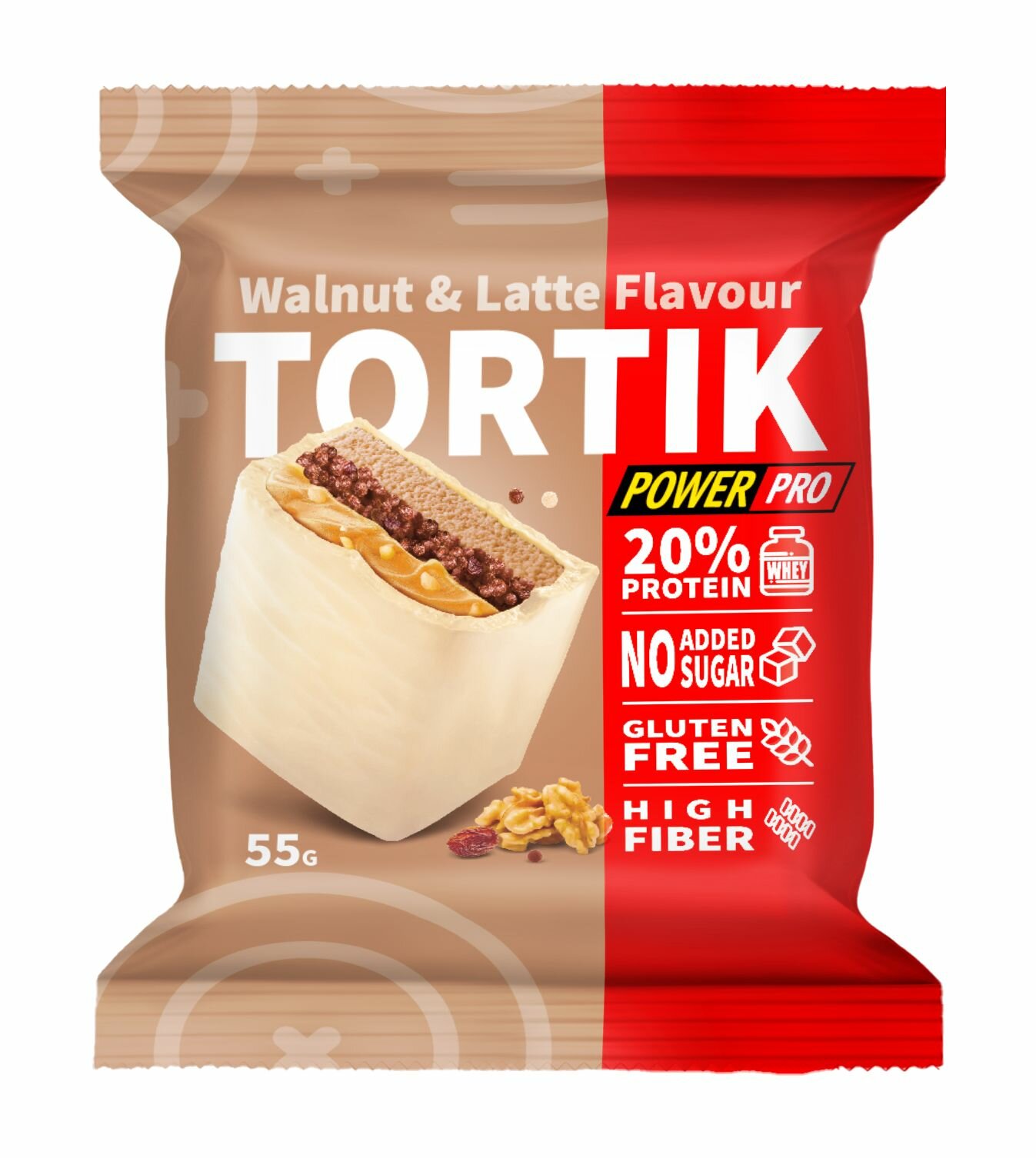 Пирожное протеиновое без сахара "Грецкий орех и Латте". TORTIK. 0,055кг.