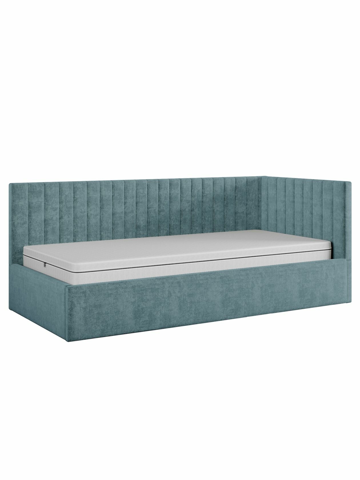 Односпальная кровать-тахта Айми 90х200 см, с подъемным механизмом, с анатомическим основанием, Бирюзовый, шенилл